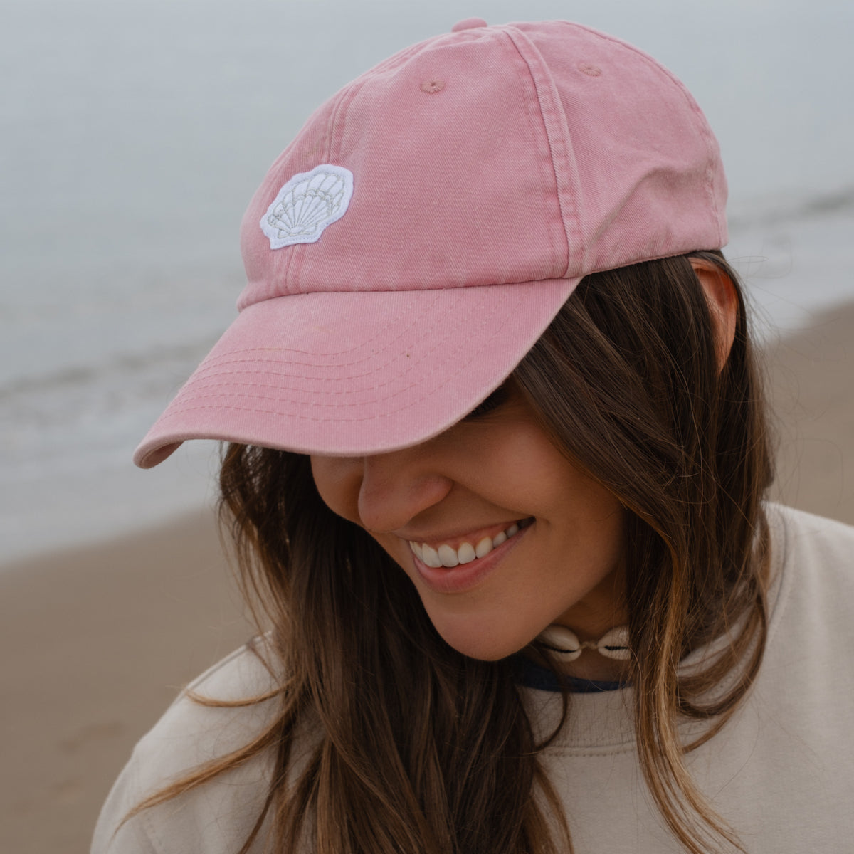 Seashell Cap | Hazy pink hat with embroidered patch – Art Disco